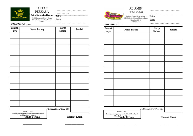 Nota Edit Sembako | PDF