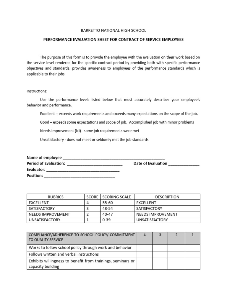 Cos-Eval Sheet | PDF | Performance Appraisal | Behavioural Sciences