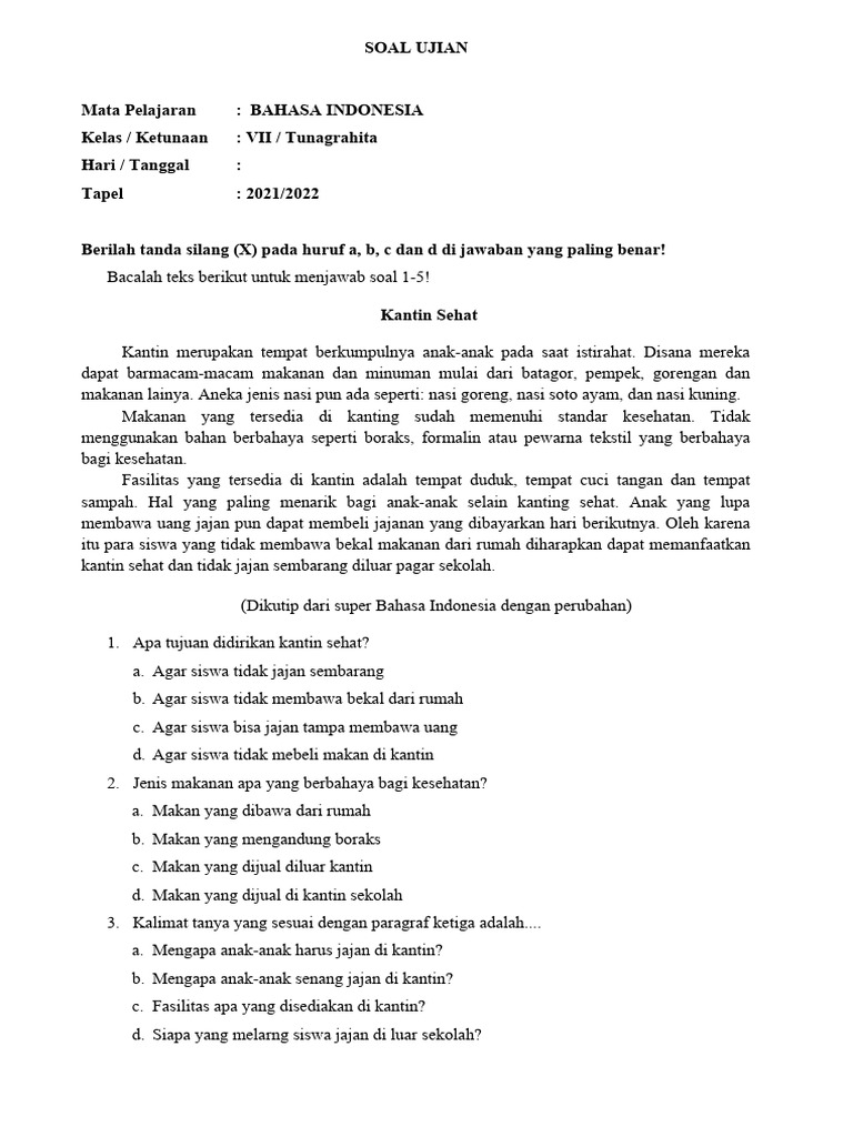 Soal Ujian Bindo Kls Vii | PDF | Ilmu Sosial