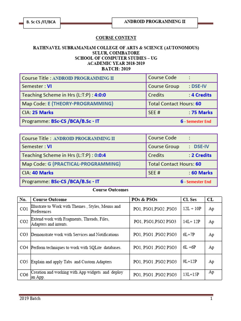 Dse-Iv E (Theory-Programming) : BATCH: 2019 | PDF