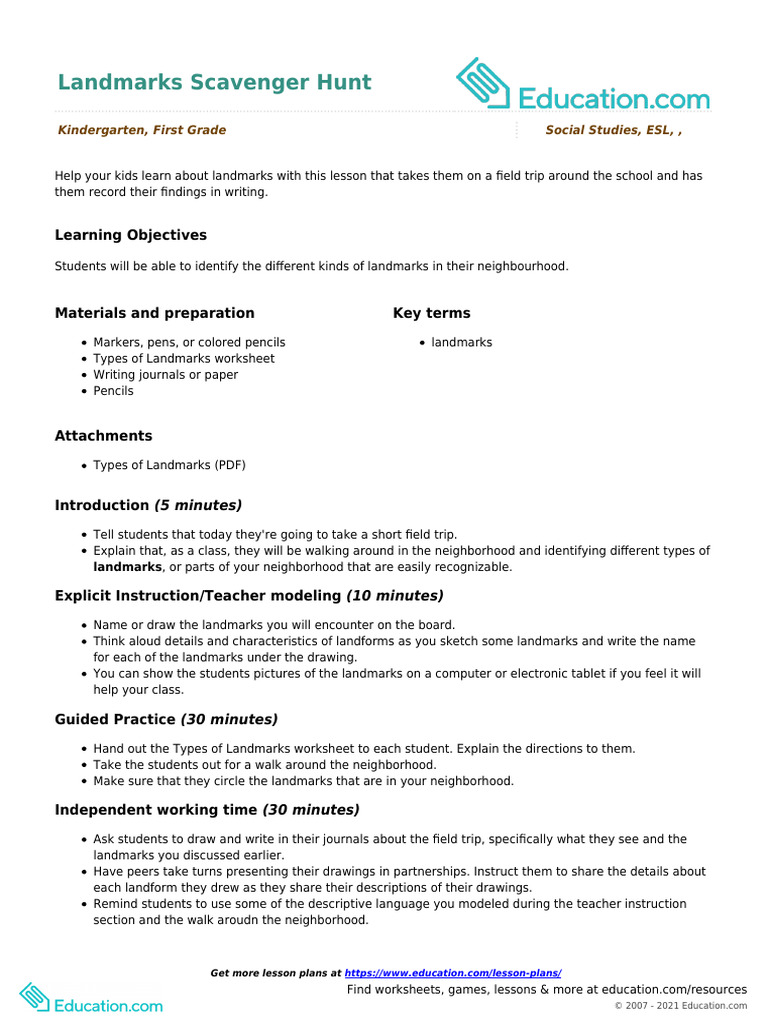 Usr Local SRC Education - Com Files Static Lesson-Plans Landmarks-Scavenger-Hunt Landmarks ...