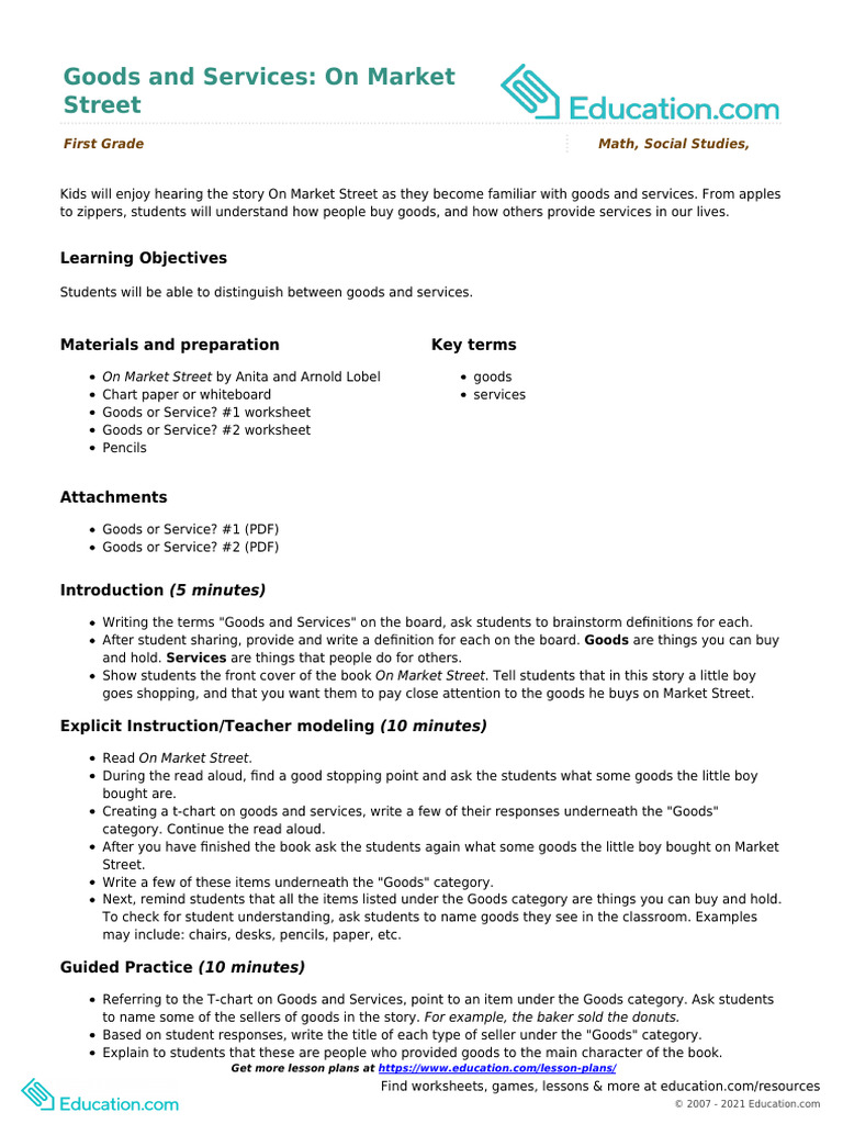 Usr Local SRC Education - Com Files Static Lesson Plans On Market Street Goods and Services On ...