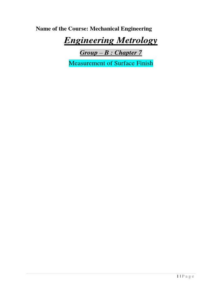 Chapter 7 - Engineering Metrology by Studu | PDF