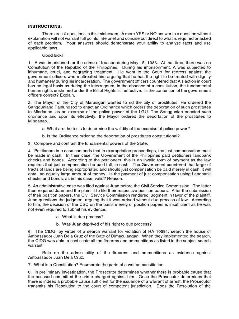 CONSTI 2 PRACTICE EXAM CHAPTER 1 Exam Consti | PDF | Politics | Law