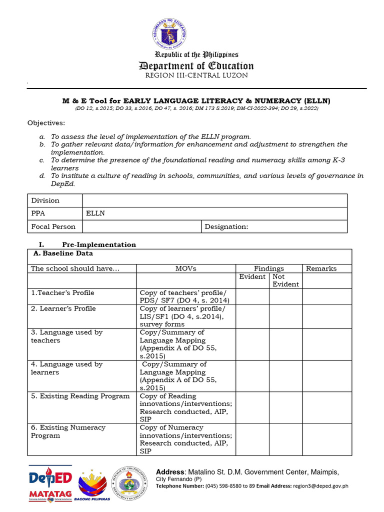 ELLN ME Tool 2023 | PDF