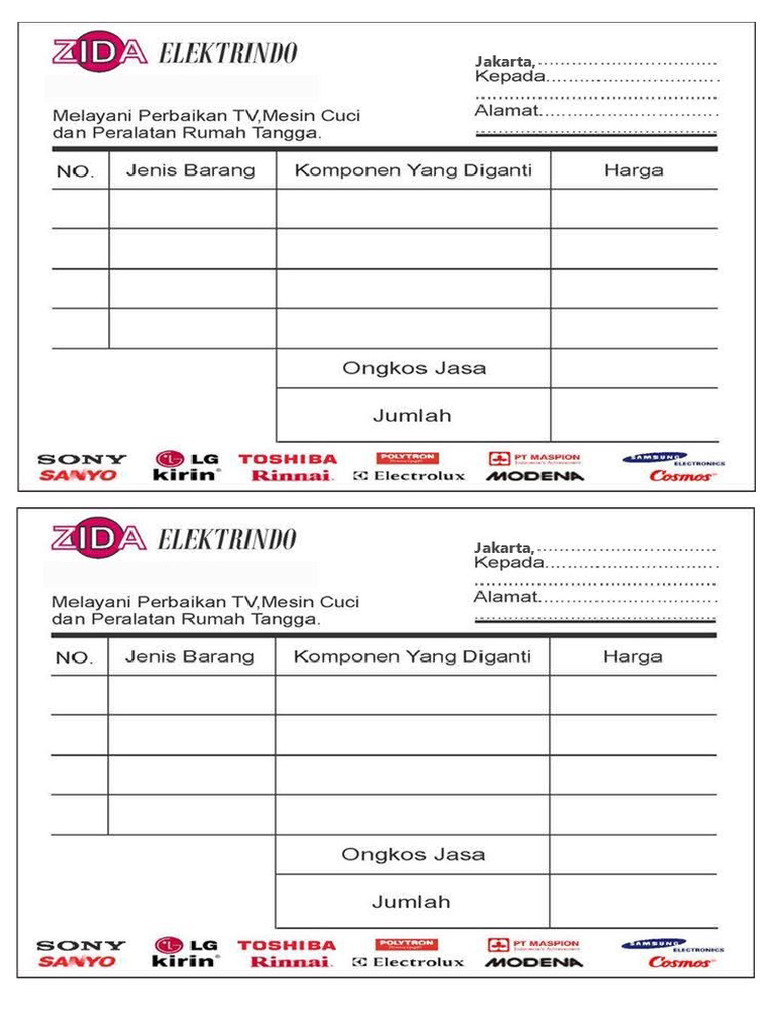 Nota Service Ac Jakarta | PDF