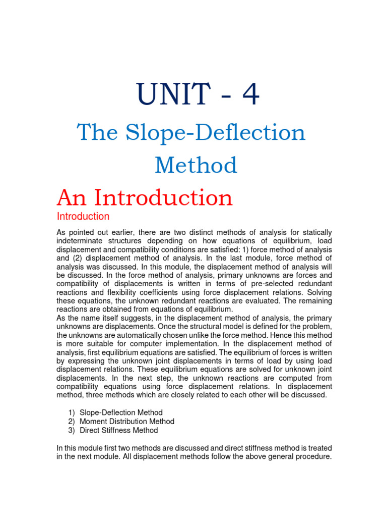 Slope-Deflection-Method - Cont Beams | PDF | Beam (Structure) | Bending