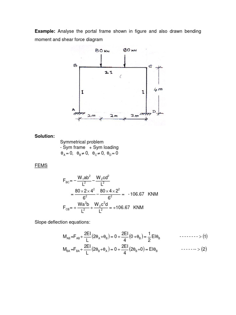 Solved Problems in Frames - Slope - Delfection | PDF