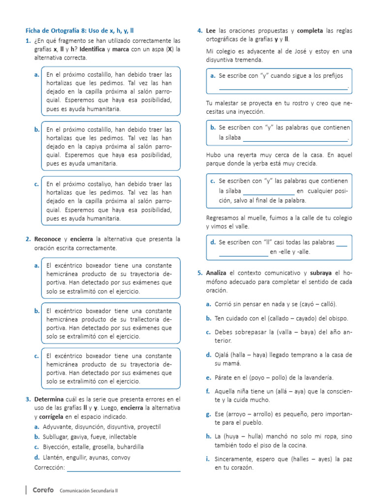 Unidad 8. Ficha de Ortografia 8 | PDF