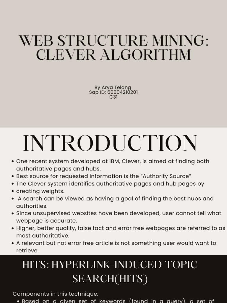 Web Structure Mining Clever Algorithm Pdf Matrix Mathematics Applied Mathematics