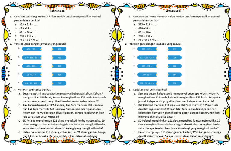 Latihan Soal matematika penjumlahan | PDF