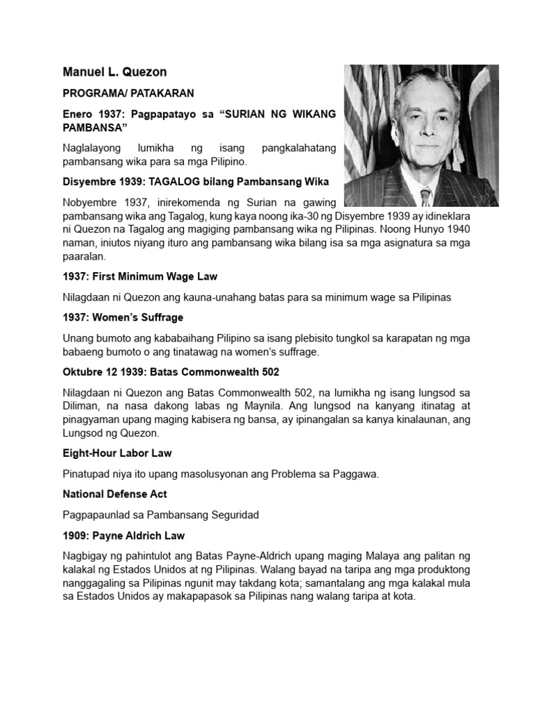 Manuel L. Quezon | PDF