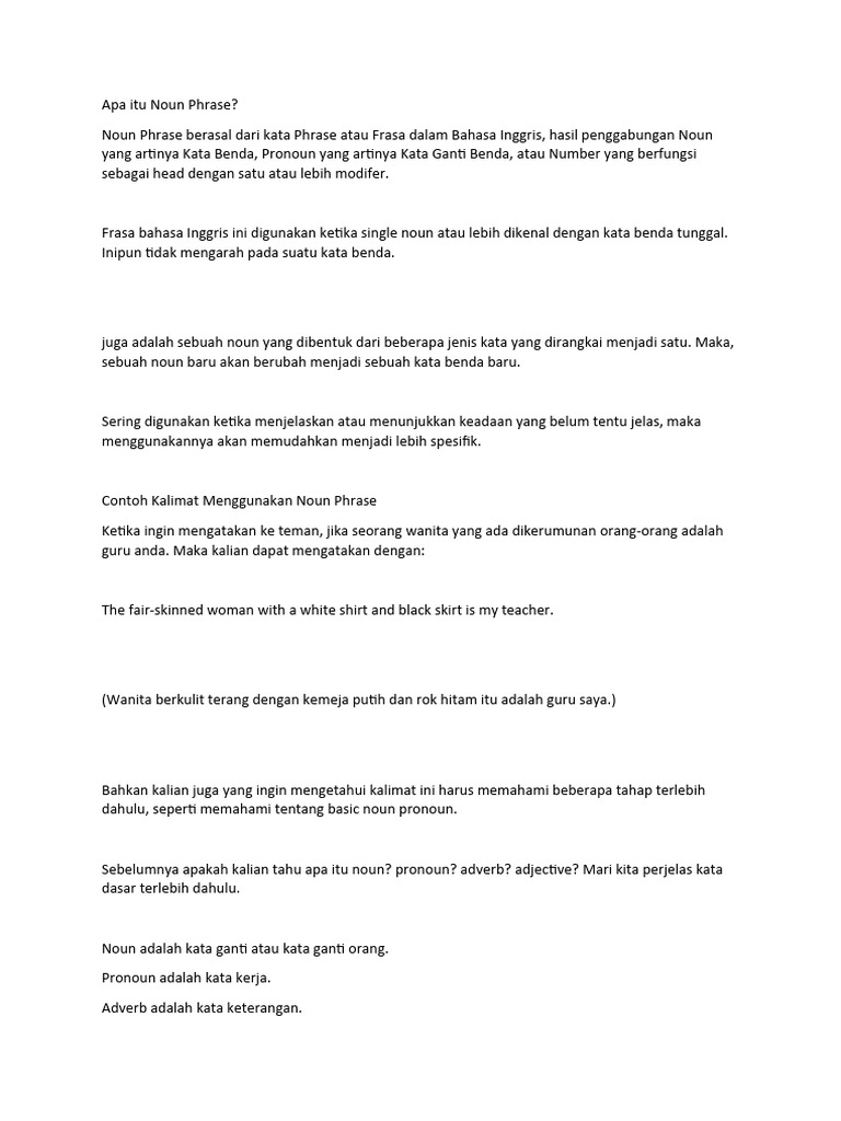 Materi Noun Dan Noun Phrase | PDF