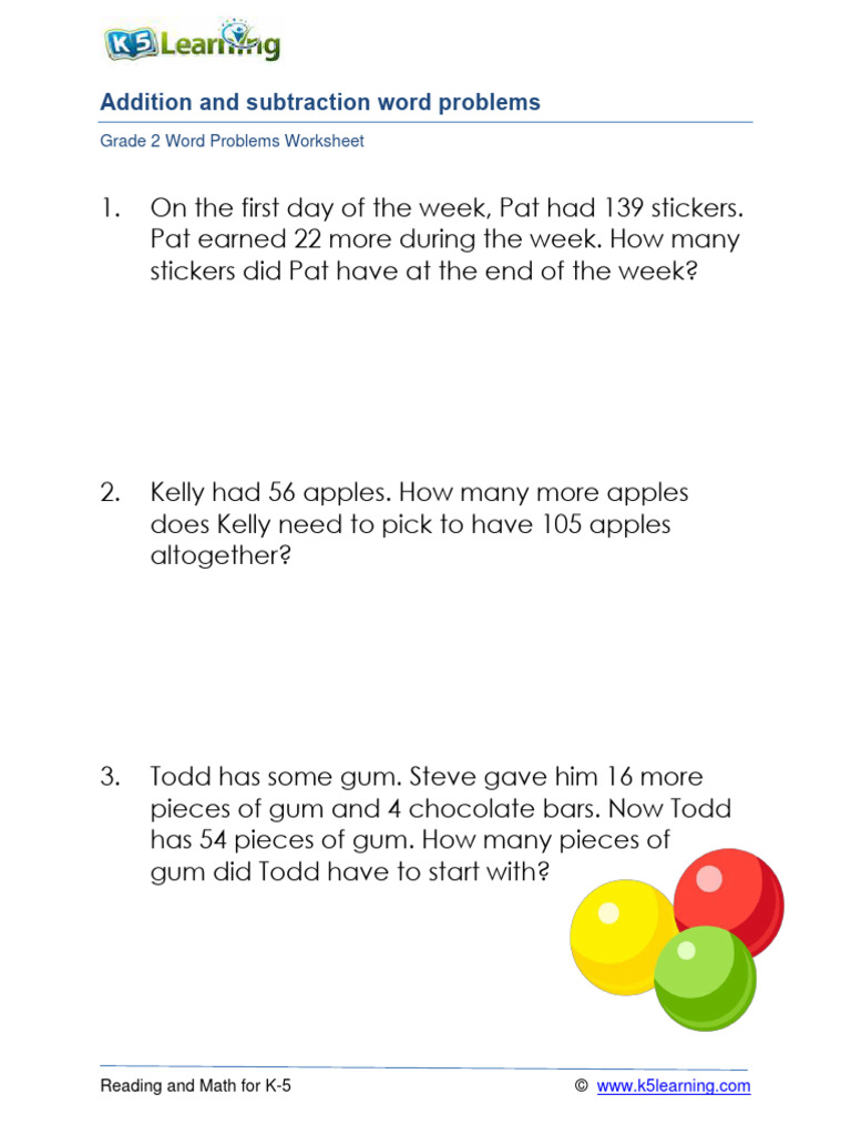 Grade 2 Mixed Addition and Subtraction Word Problems F | PDF