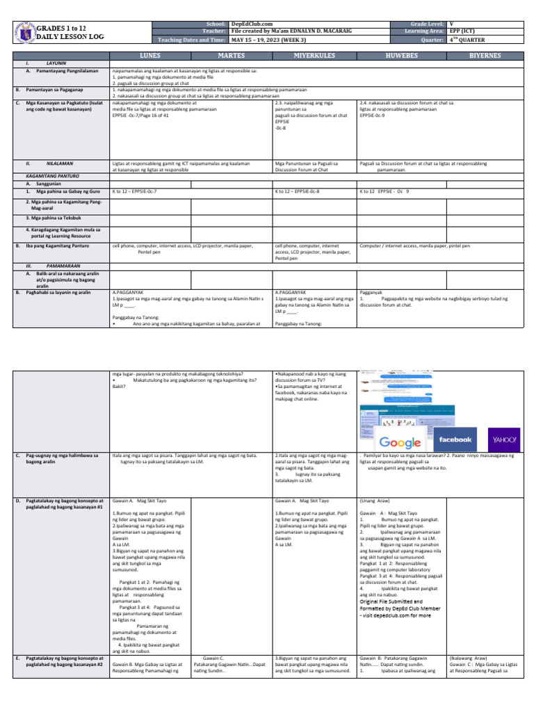 DLL - Epp 5 - Q4 - W3 | PDF