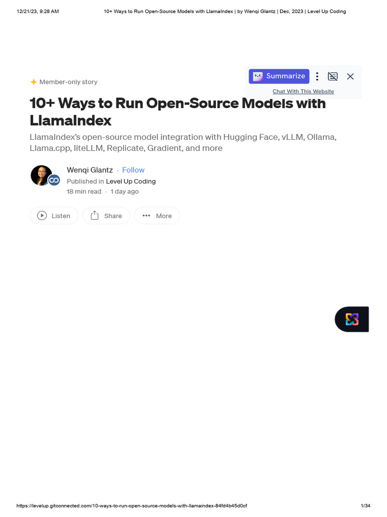 10+ Ways To Run Open-Source Models With LlamaIndex - by Wenqi Glantz | PDF