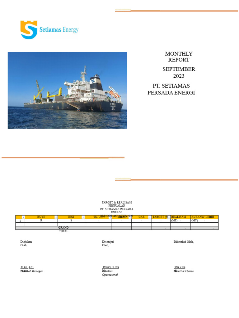 Monthly Report PT Spe - Periode September 2023 | PDF