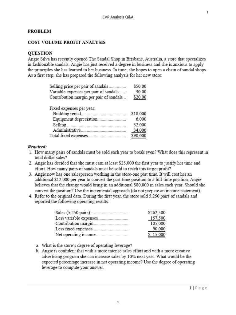 CVP Analysis QA All | PDF | Income Statement | Accounting