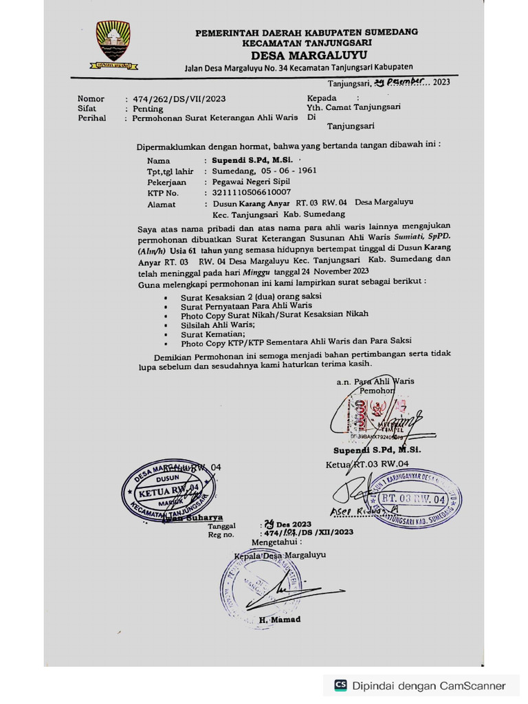 S Permohonan SKAW Supendi | PDF