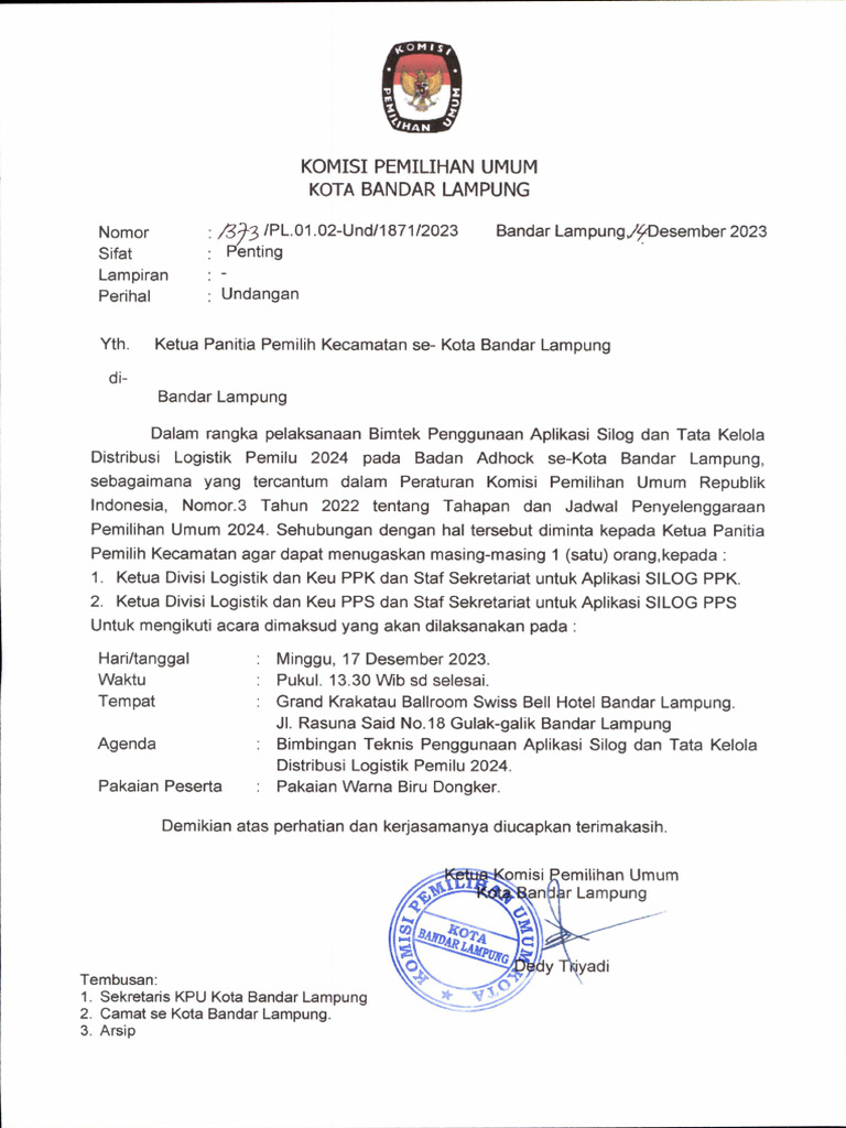 Undangan Peserta Bimtek Silog-1 | PDF