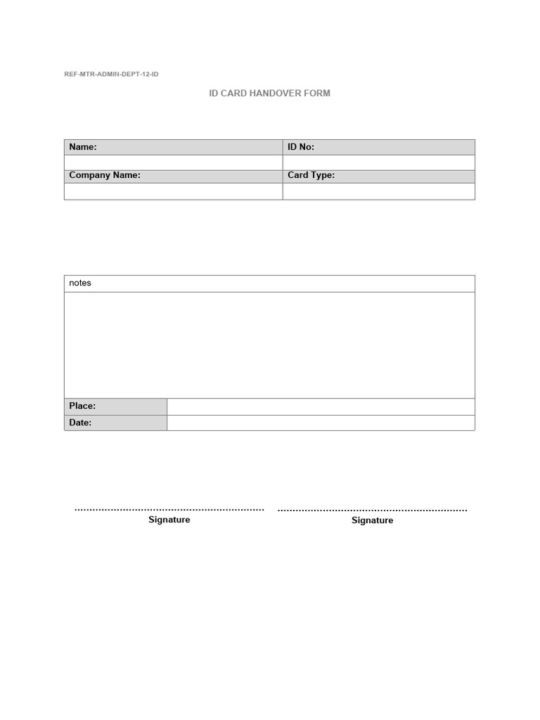 Id Card Handover Form | PDF