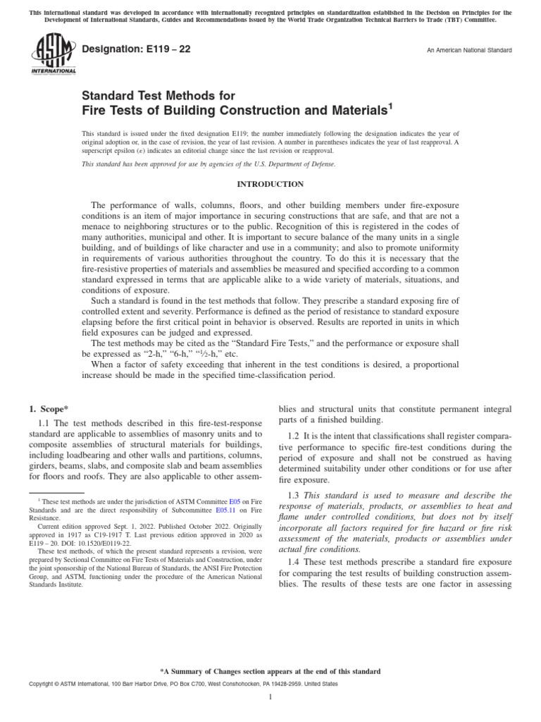 Standard Test Methods for Fire Tests of Building Construction and ... Standard Test Methods for Fire Tests of Building Construction and ...