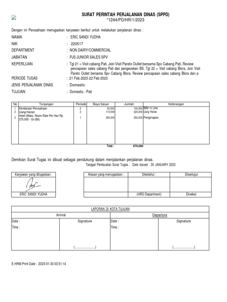 SPPD Pati Feb 23 TTD | PDF | Pengelolaan Keuangan & Uang