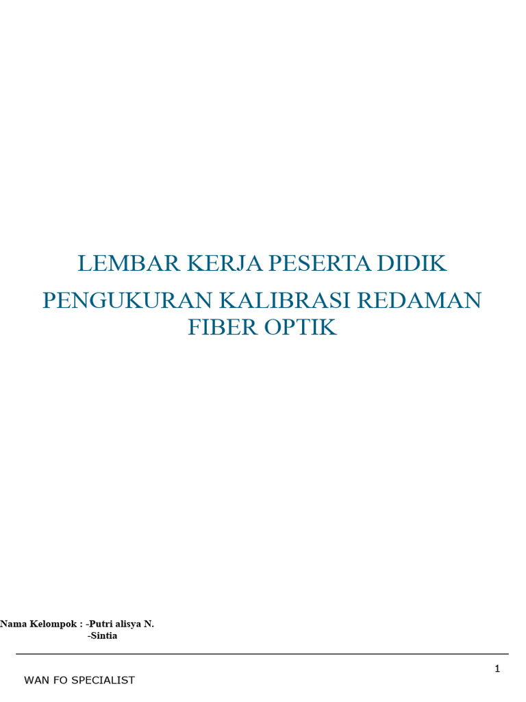 Kalibrasi Redaman Fiber Optik | PDF | Sains & Matematika | Teknologi ...