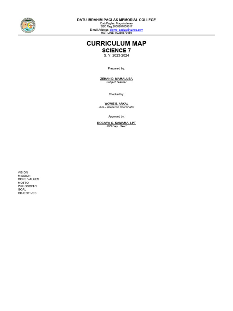 Curriculum Map: Science 7 | PDF