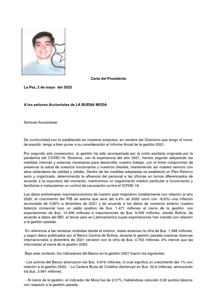 Carta Del Presidente | PDF