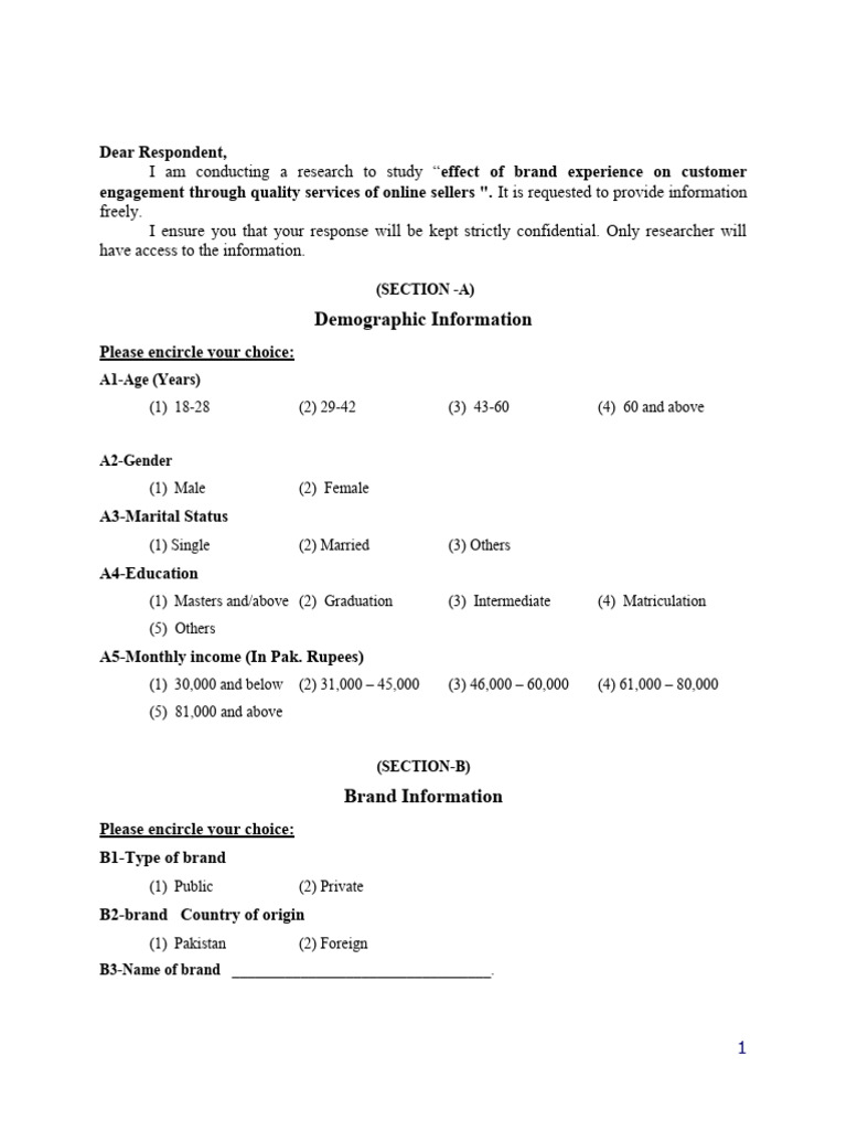 Survey Questionnaire Sample | PDF