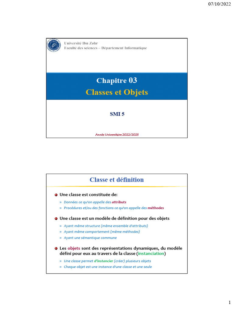 Ch03 Classes Et Objets | PDF