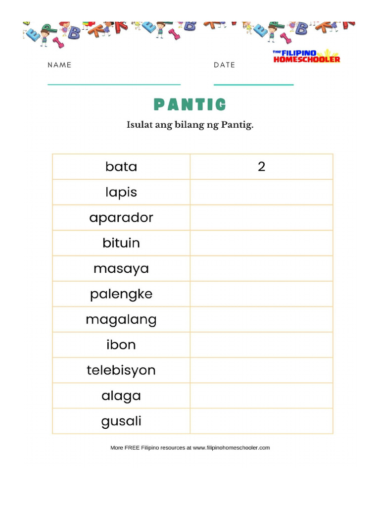 Bilangin Ang Pantig | PDF