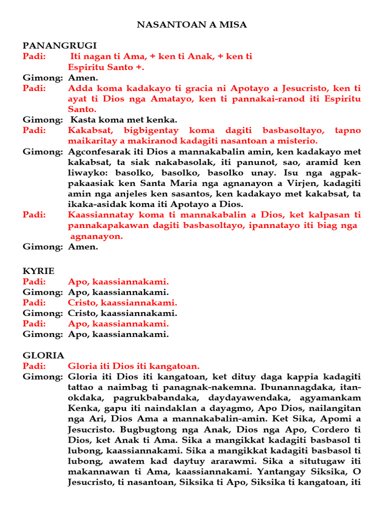 Ilocano Mass Guide | PDF