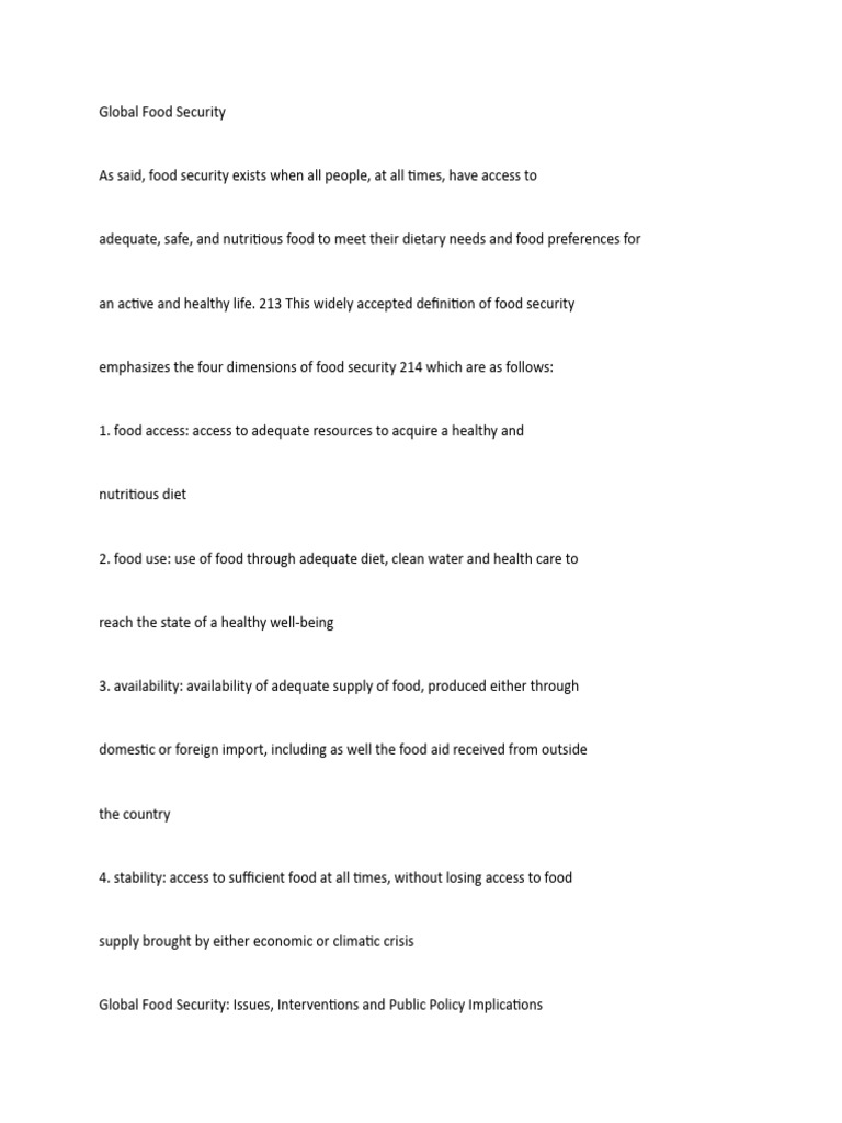 Global Food Security: Challenges & Solutions | PDF