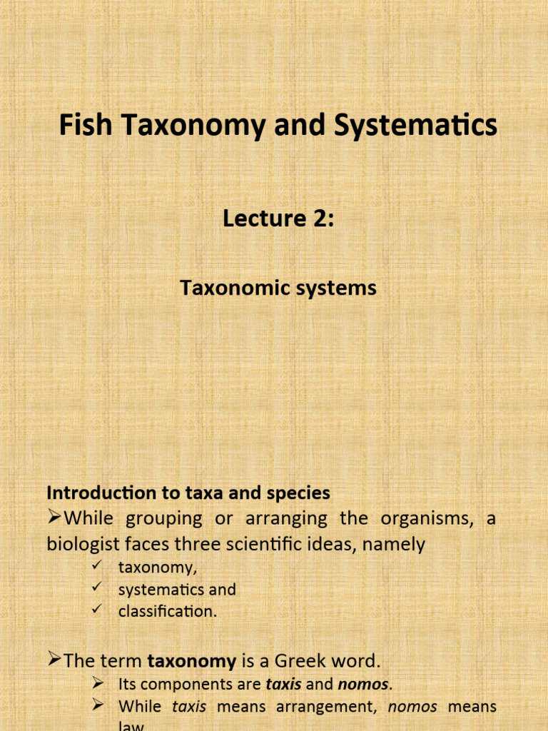 Fish Taxonomy and Systematics: Taxonomic Systems | PDF | Species ...