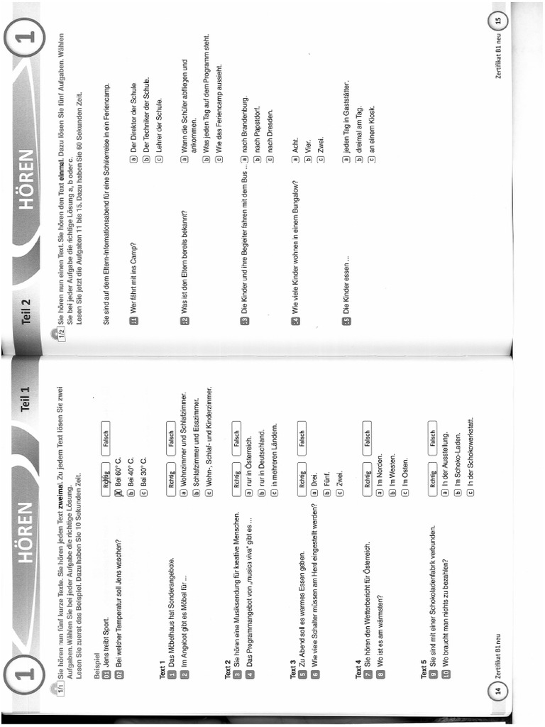 Zertifikat B1 neu 15 Übungsprüfungen - chỉ có nghe | PDF