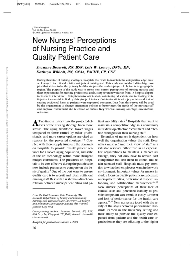New Nurses Perceptions of Nursing Practice And.14 | PDF | Nursing | Hospital