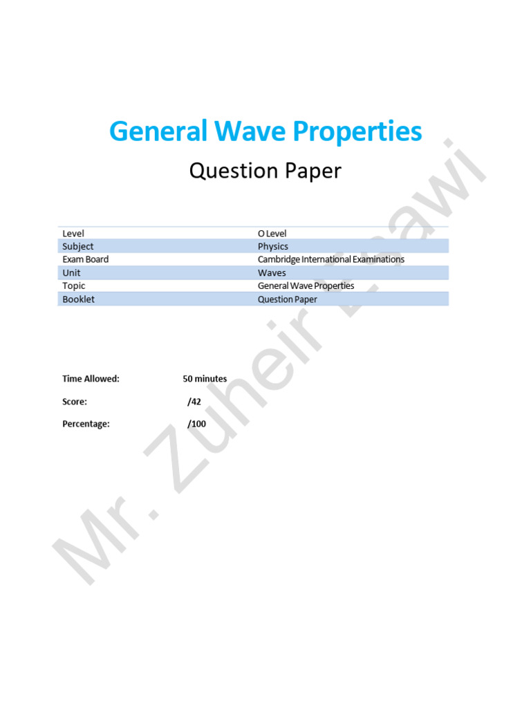 13-General Wave Properties-Waves Exam | PDF