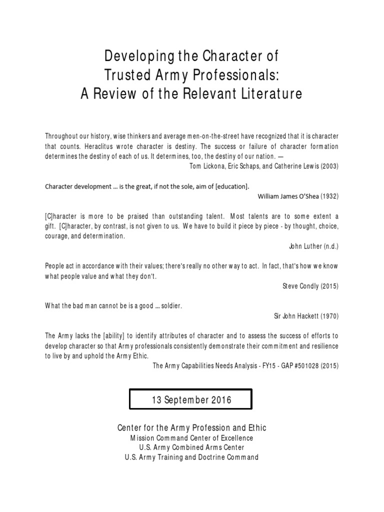 Character Development Project Literature Review | PDF