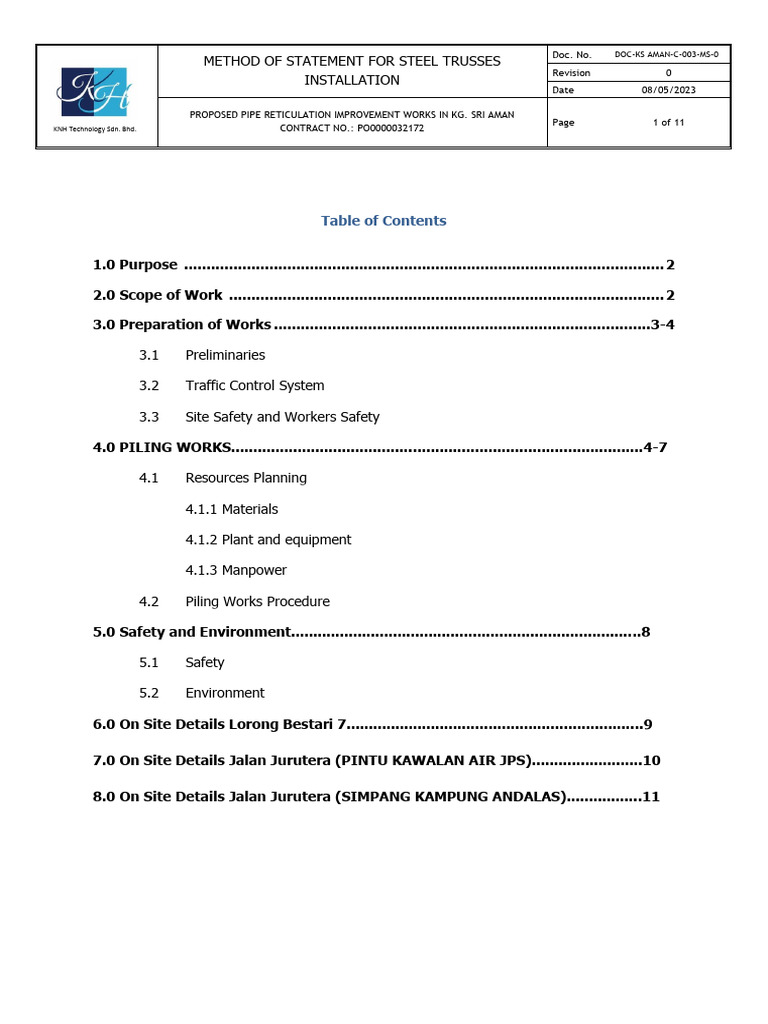 Method Statement For Steel Truss Installation Pdf