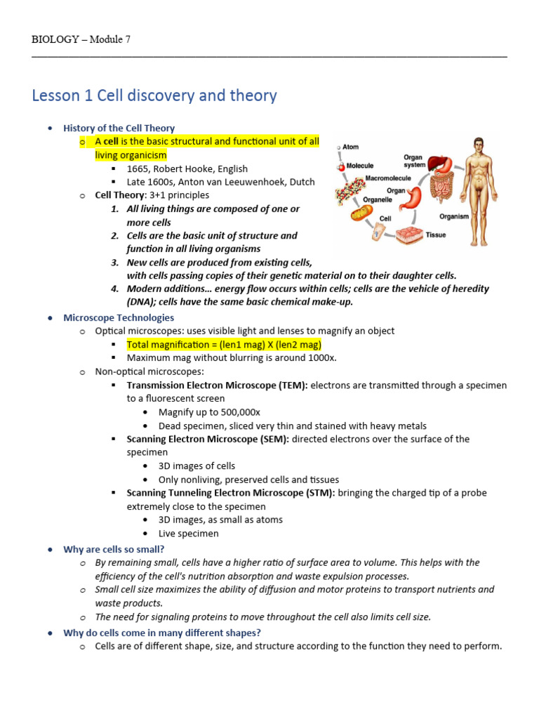 Biology - Module 7 | PDF | Cell (Biology) | Cell Membrane