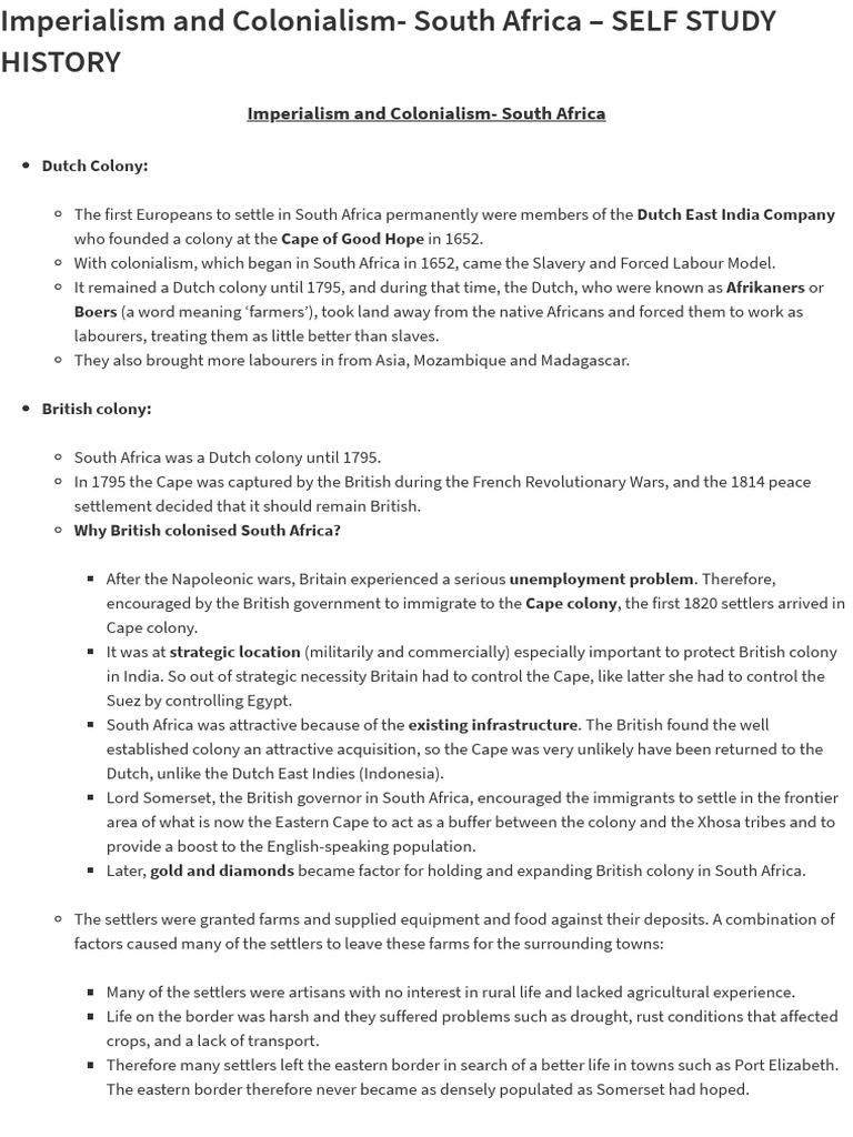 South Africa's Colonial Legacy | PDF | British Empire | Second Boer War