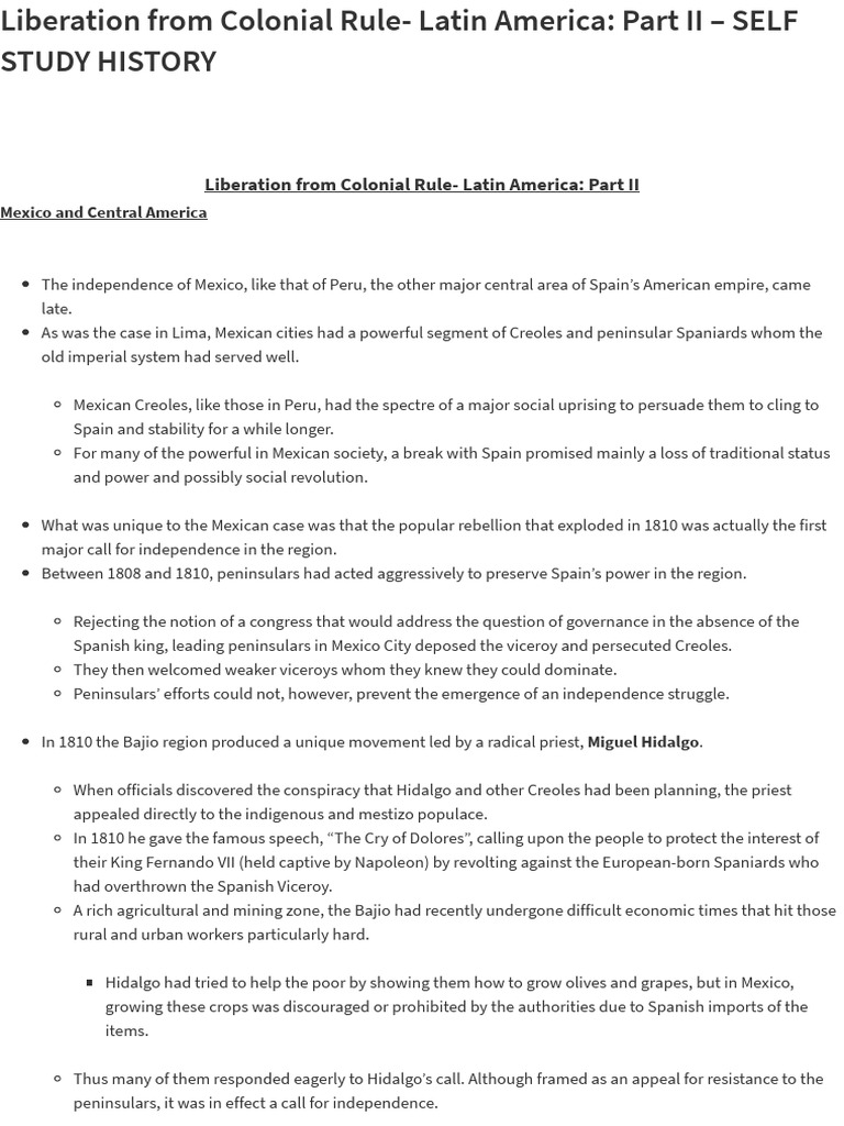 9.1.2. Liberation From Colonial Rule- Latin America_ Part II | PDF ...