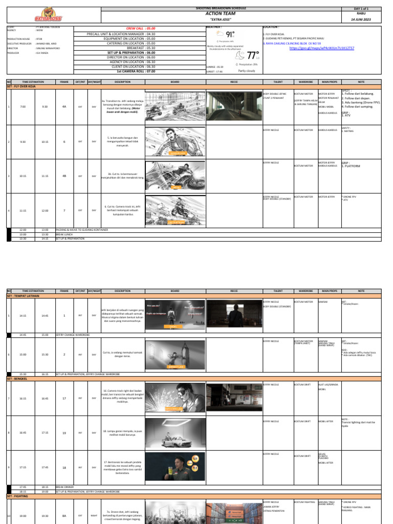Action Team - Breakdown Schedule Extrajoss | PDF