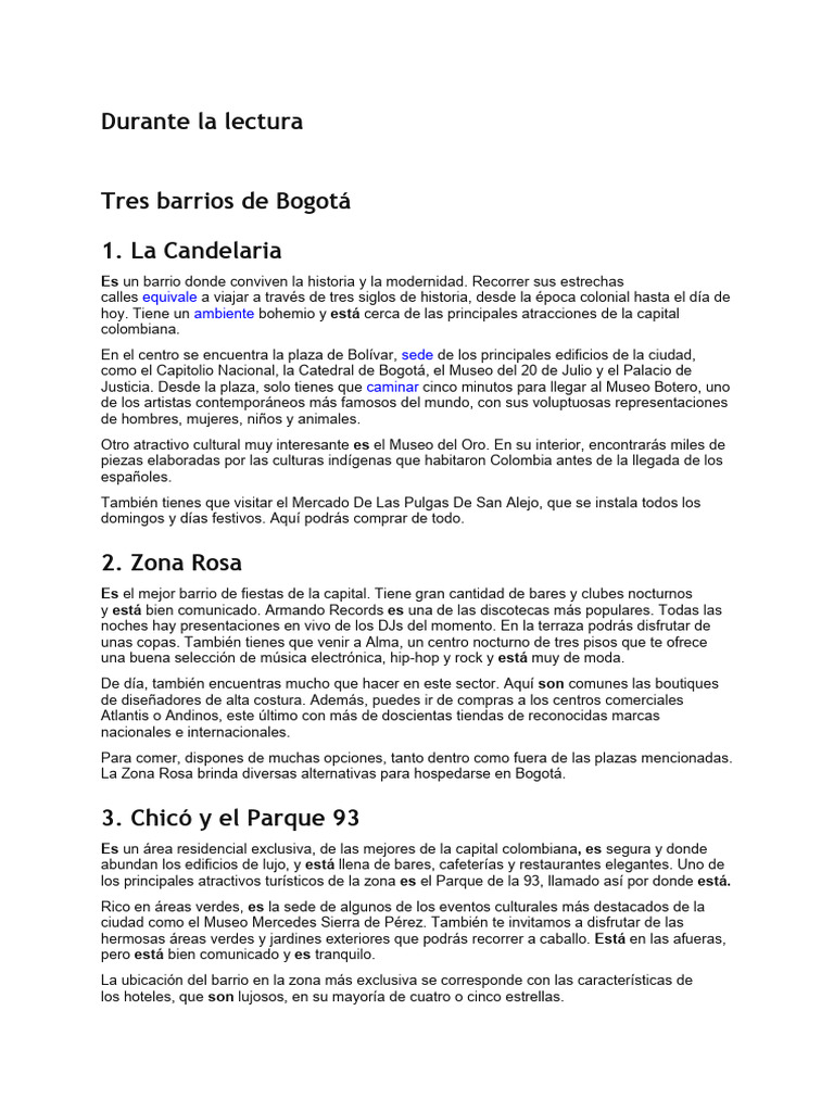 Mi Barrio Reading Comprehension - 1 | PDF