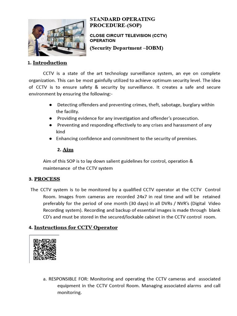 CCTV Operation Standard Procedures | PDF | Computers | Technology ...