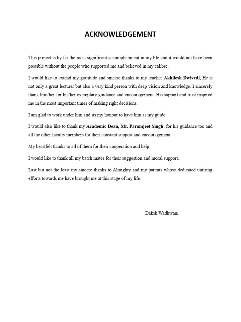 English Acknowledgment | PDF