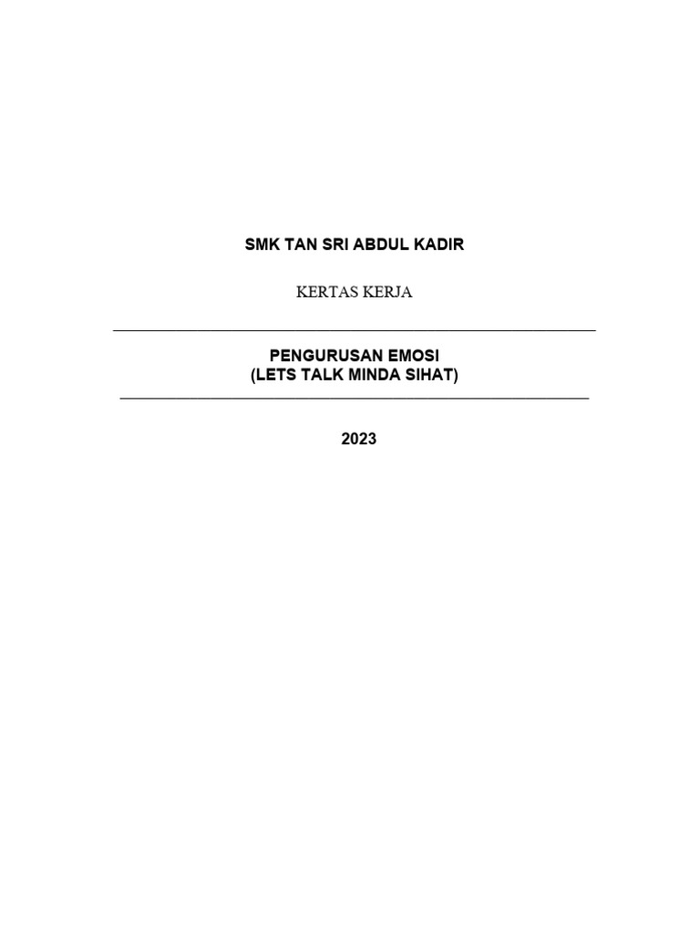 Kertas Kerja Minda Sihat | PDF