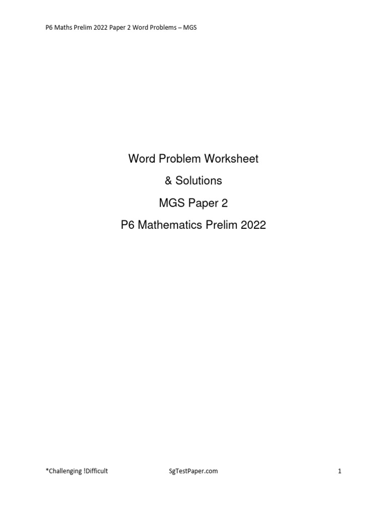 P6 Maths SA2 2022 Worked Solutions MGS | PDF